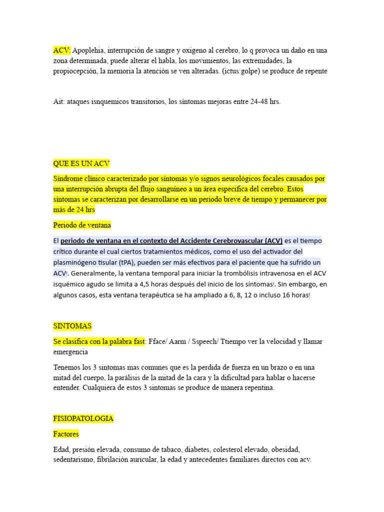 Guía Completa sobre el ACV | PDF | Carrera | Sistema cardiovascular