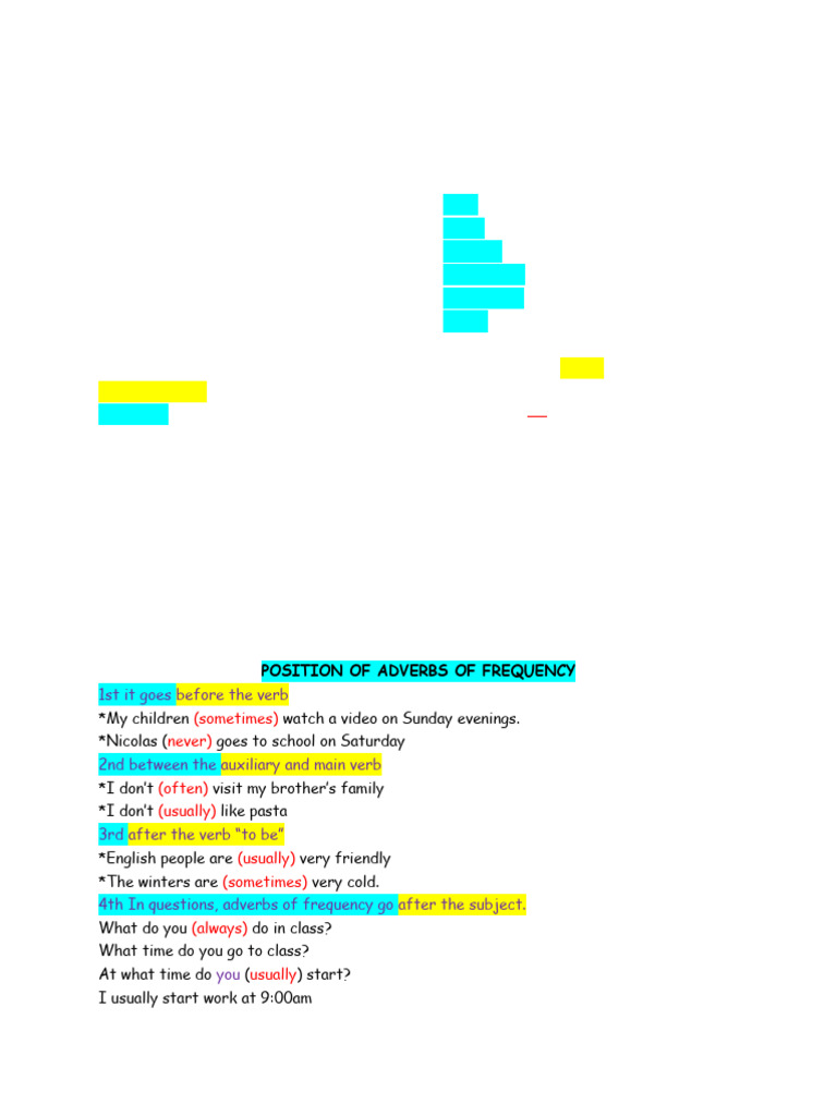 Adverbs of Frequency Usage Guide | PDF