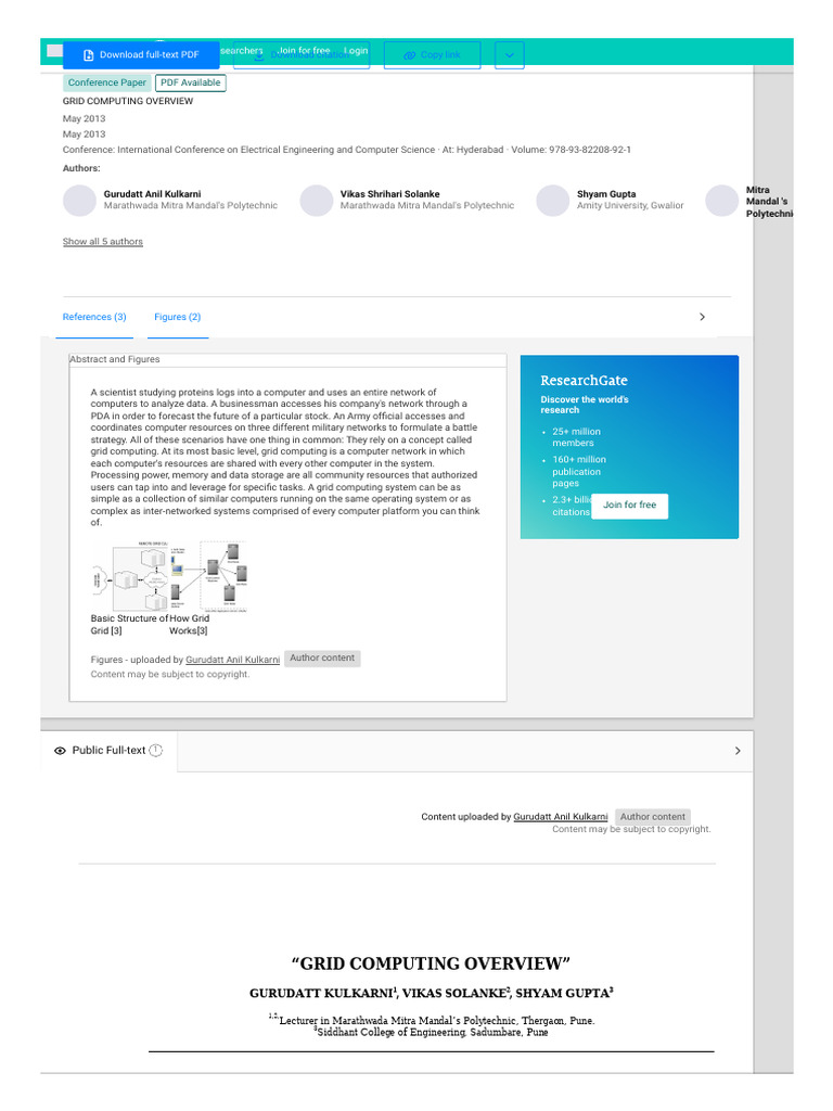 (PDF) Gridcomputingoverview 1720528827803 | PDF | Grid Computing | Computing