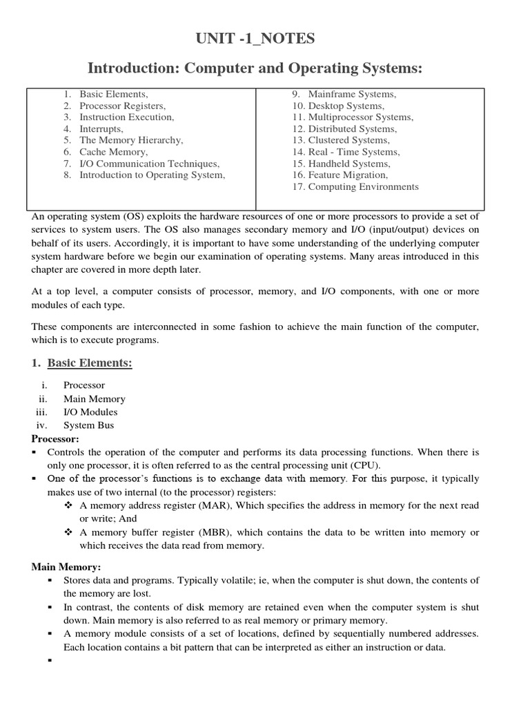 Unit 1 Notes Pdf Central Processing Unit Computer Data Storage