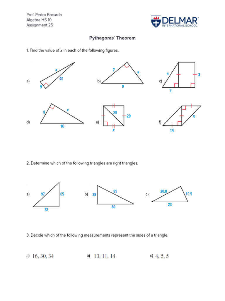 Assignment 25 - Pythagoras Theorem | PDF | Teaching Methods & Materials Assignment 25 - Pythagoras Theorem | PDF | Teaching Methods & Materials