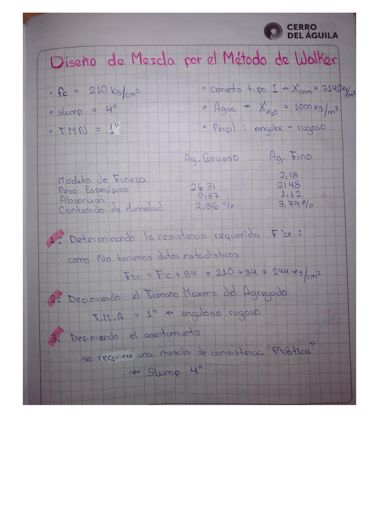 diseño de mezcla metodo walker | PDF