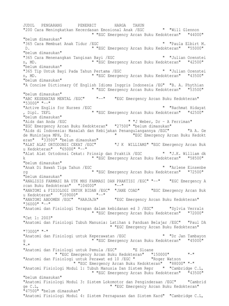 Katalog Buku Egc Emergency Arcan Buku Kedokteran | PDF