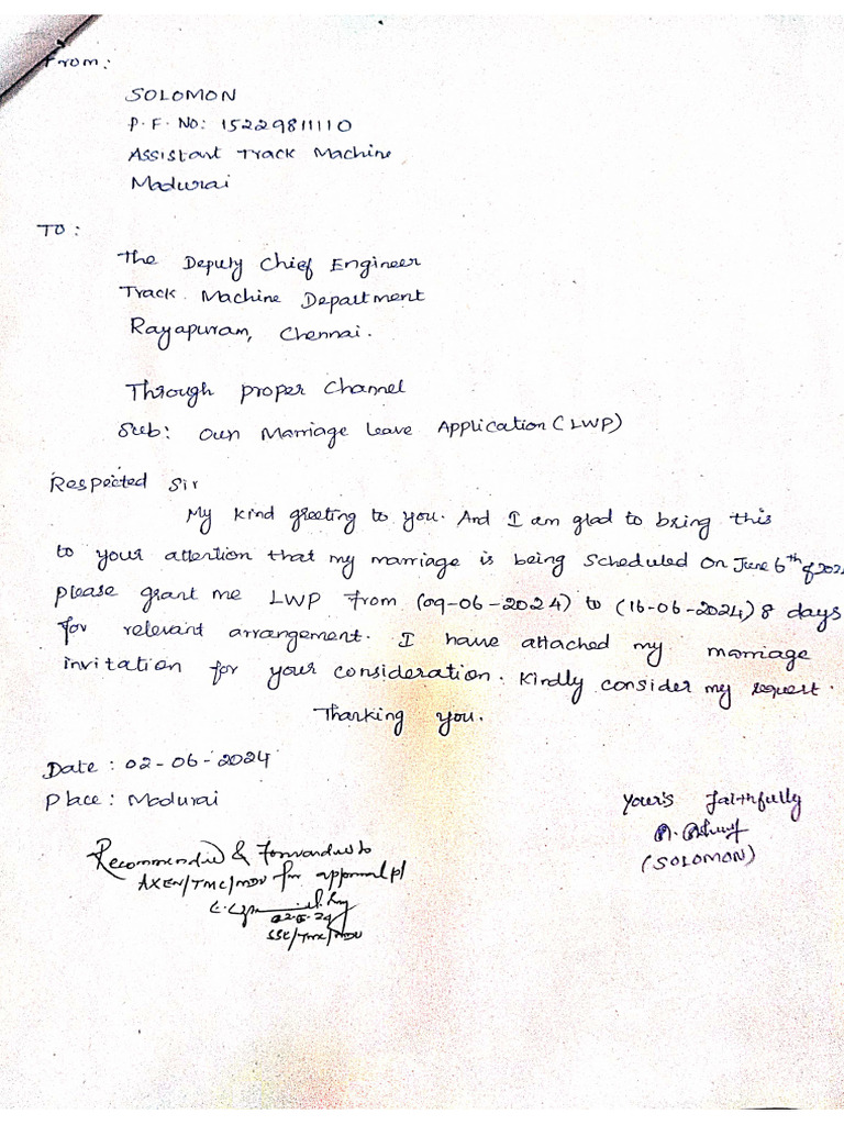 Leave For Own Wedding | PDF
