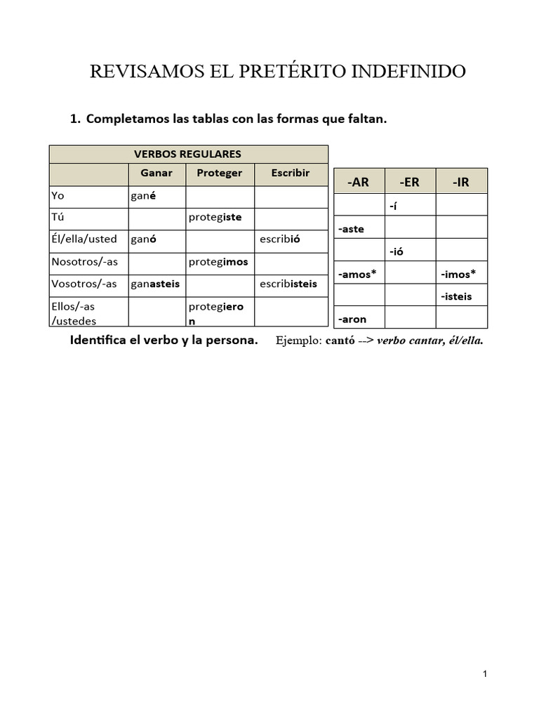 Ficha Pretérito Indefinido Eva | PDF
