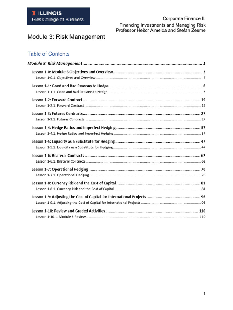 2 Module 3 Word Transcript | PDF | Futures Contract | Hedge (Finance)