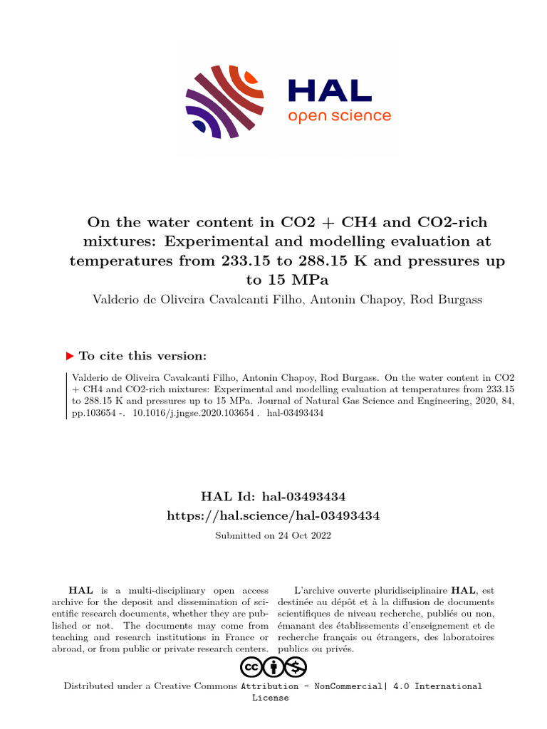 Water Content CO2 Rich Mixtures | PDF | Gas Chromatography | Carbon Dioxide