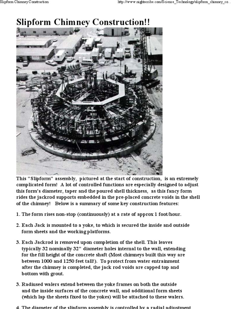 Slipform Chimney Construction Overview | PDF | Wall | Chimney