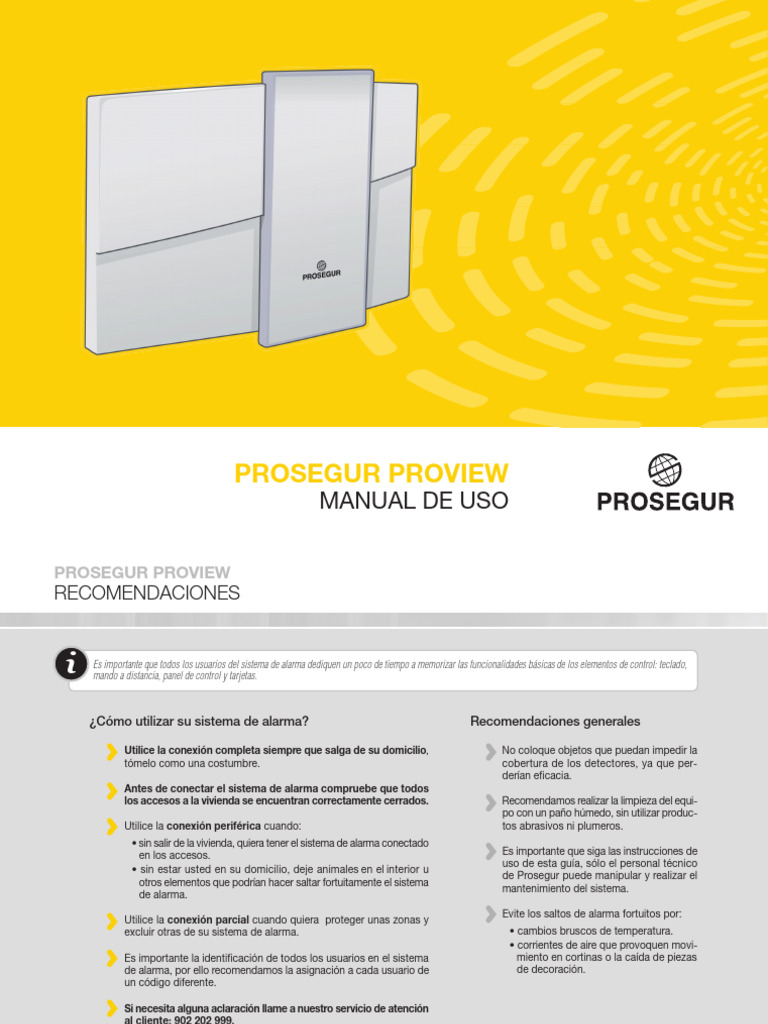 Prosegur Proview: Manual de Uso | PDF | Alarma de seguridad | Teclado