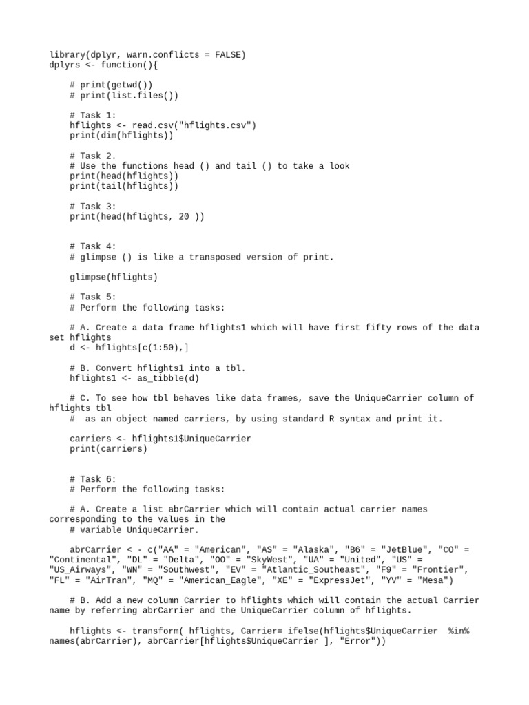 Data Handling in R - Introduction To Dplyr | PDF