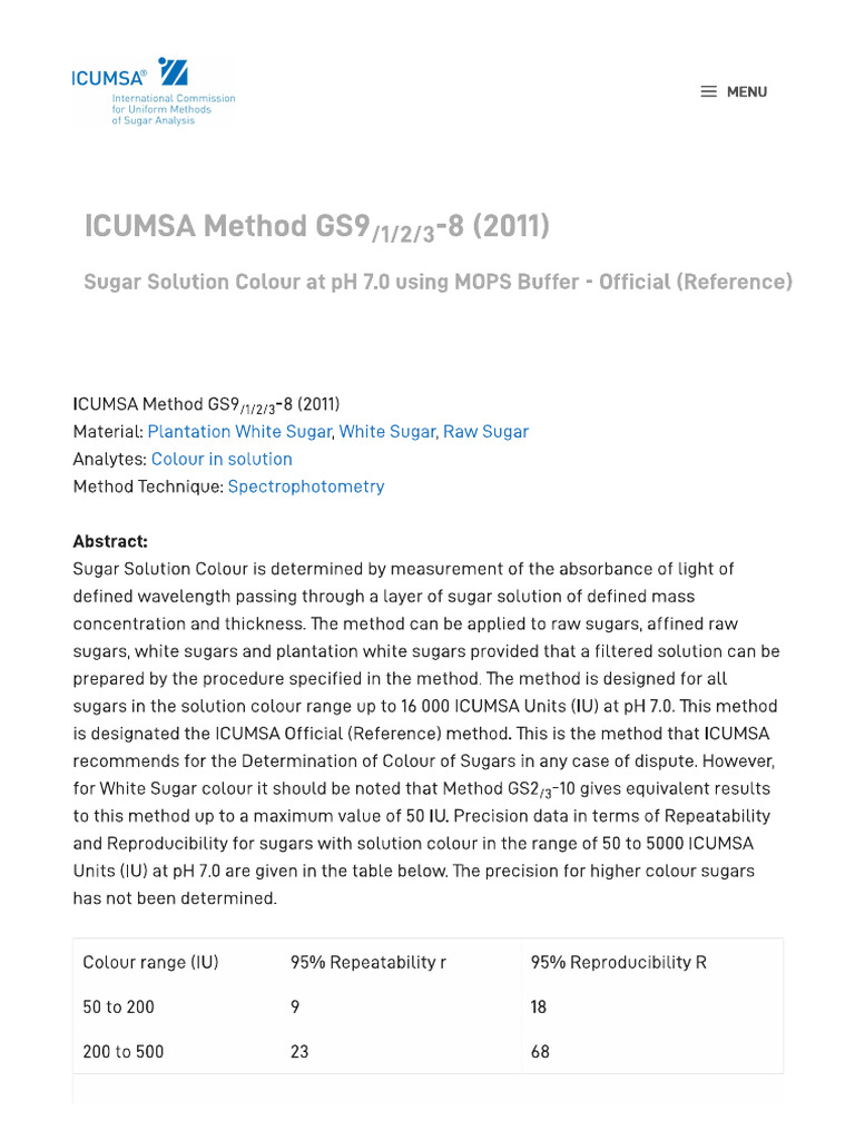 Icumsa Method For Color | PDF