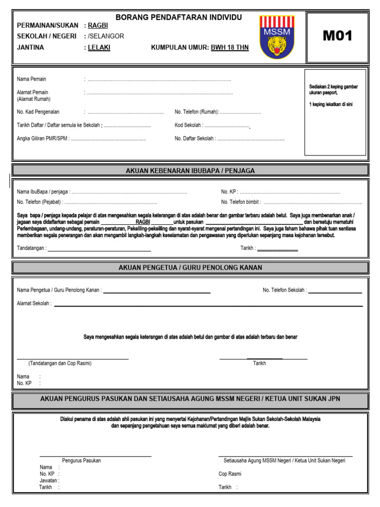 BORANG M01 KOSONG | PDF
