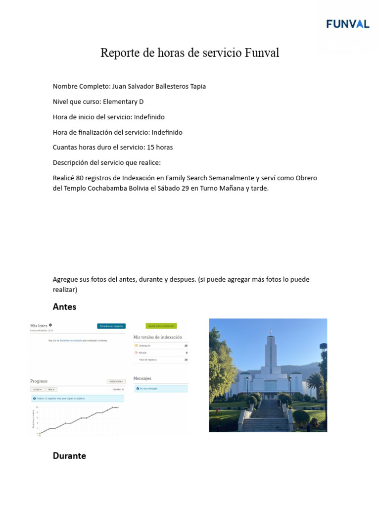 Reporte de Horas de Servicio Funval | PDF