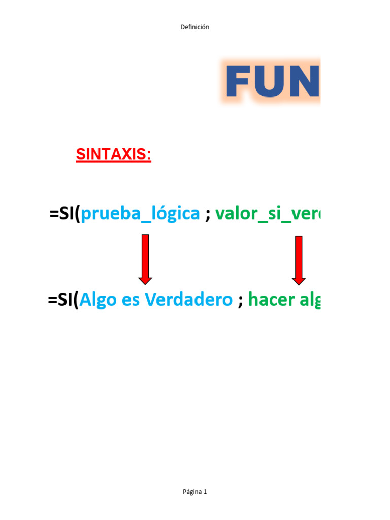 Función SI en Excel: Sintaxis y Ejemplos | PDF