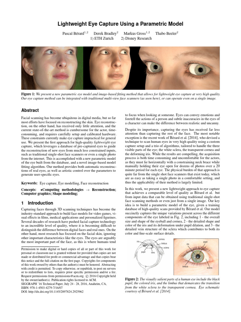 Lightweight Eye Capture Using A Parametric Model Paper | PDF | Texture ...