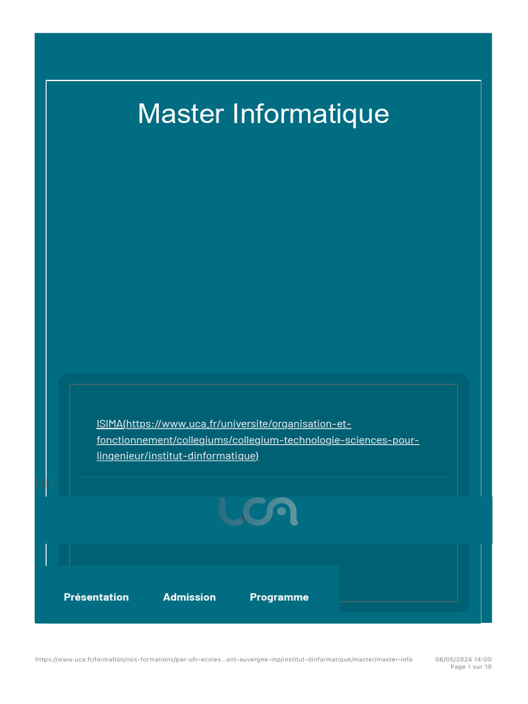 Master Informatique à Clermont-Ferrand | PDF | Informatique | Informatique