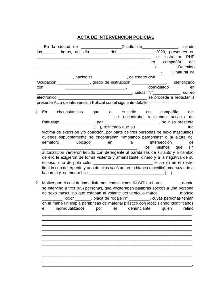 Acta de Intervención Policial | PDF