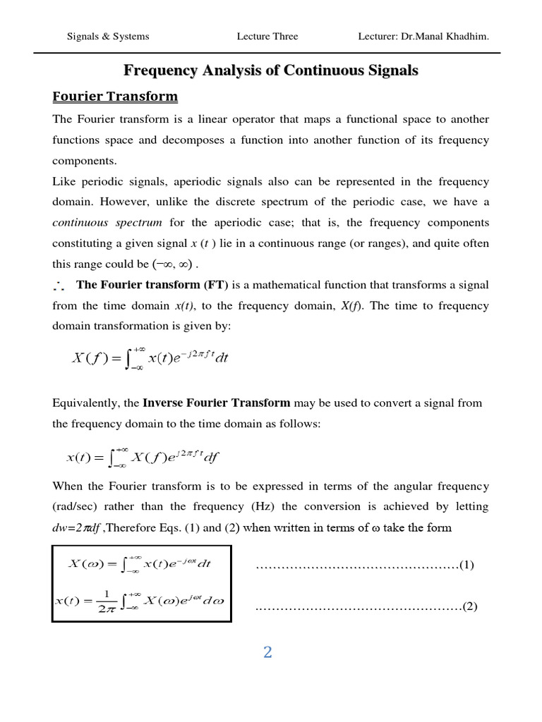 اشارات ونظم | PDF | Fourier Transform | Spectral Density
