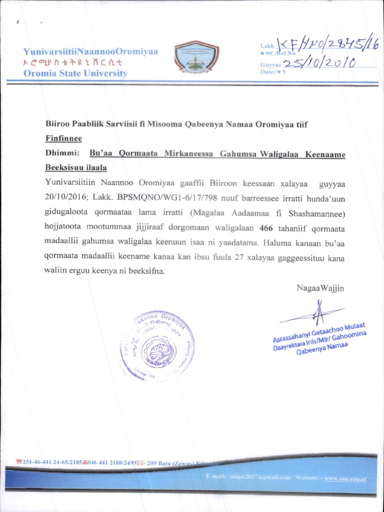 Godina Shawaa Kibba Lixaa | PDF