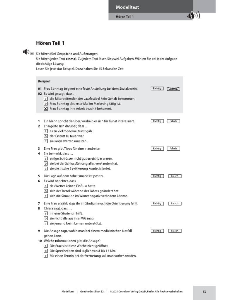 Hören - Einstufungstest Goethe B2 | PDF