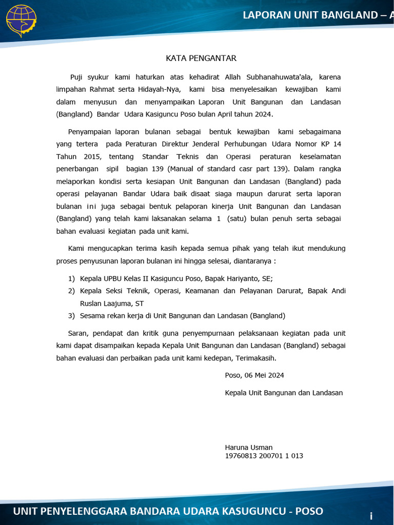 Laporan Bulanan Unit Bangland Poso | PDF