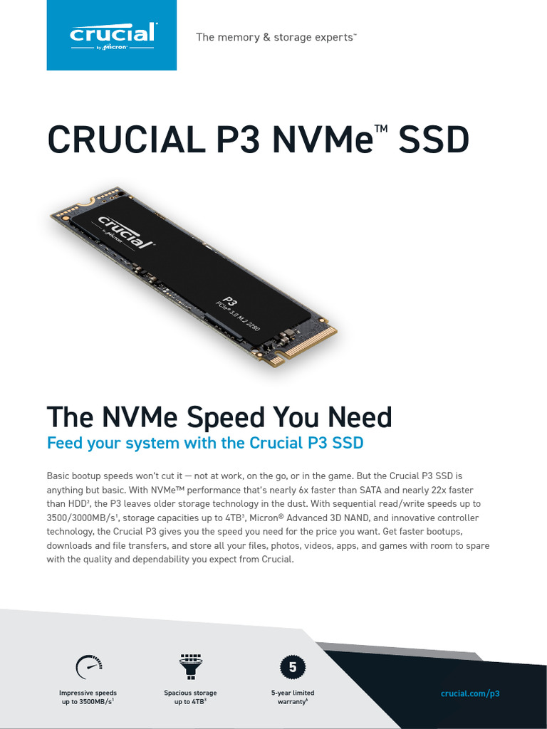 Crucial P3 Nvme SSD: The Nvme Speed You Need | PDF | Solid State Drive ...