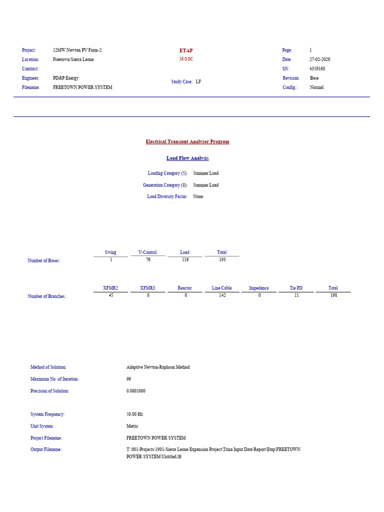 Report Load Flow Analysis at 100_ Loading PV On | PDF | Transmission ...