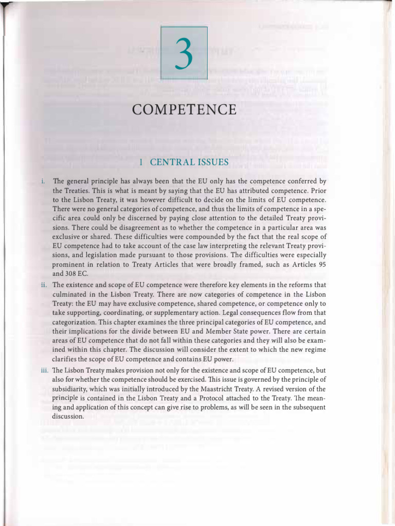 Competence Chapter3 | PDF | European Union | Treaty