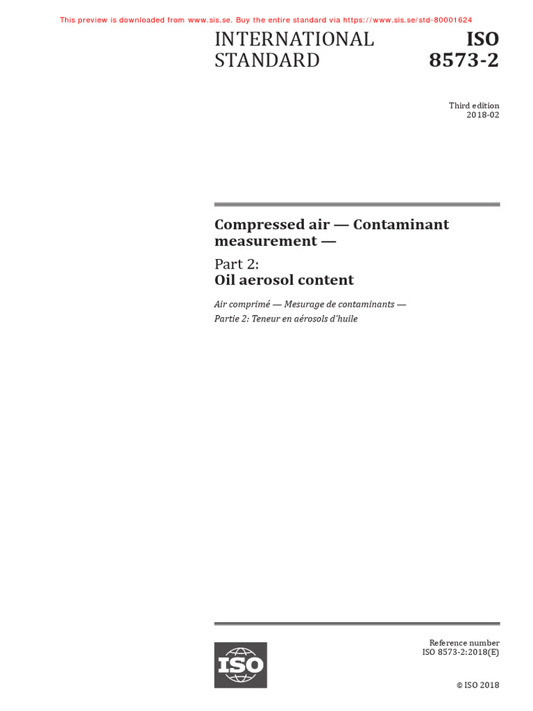ISO 8573-2: Oil Aerosol Measurement | PDF | International Organization ...