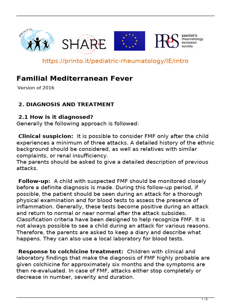 Familial Mediterranean Fever | PDF | Biopsy | Medical Diagnosis