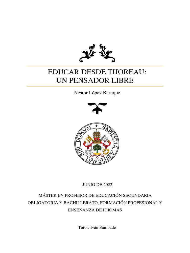 TFM F 2022 063 | PDF | Henry David Thoreau | Maestros