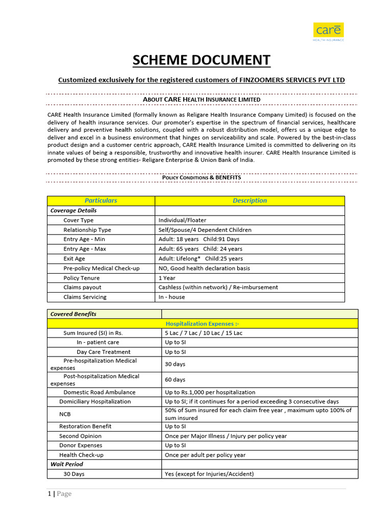 Scheme Document Finzoomers | PDF | Medicine | Insurance