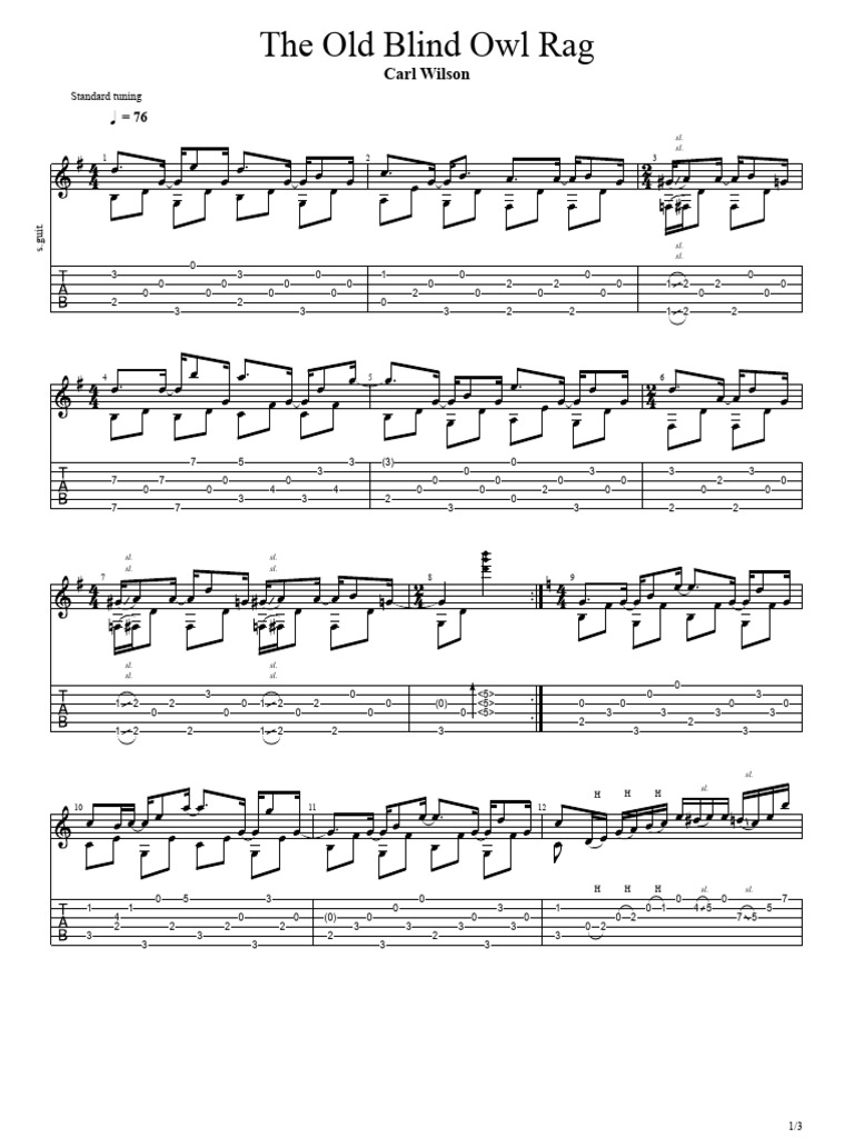 Guitar Tab: The Old Blind Owl Rag | PDF