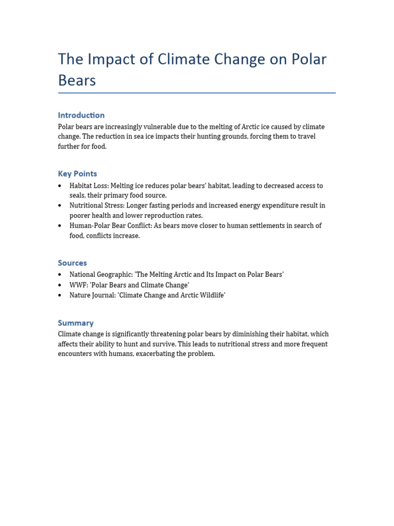 The Impact of Climate Change On Polar Bears | PDF | Social Science ...