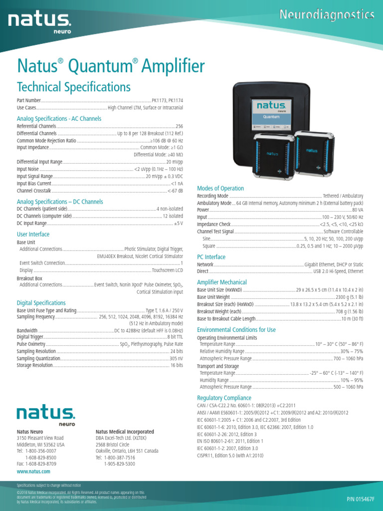 015467F Natus Quantum Amp Spec FNL | PDF | Amplifier | Electronic Engineering
