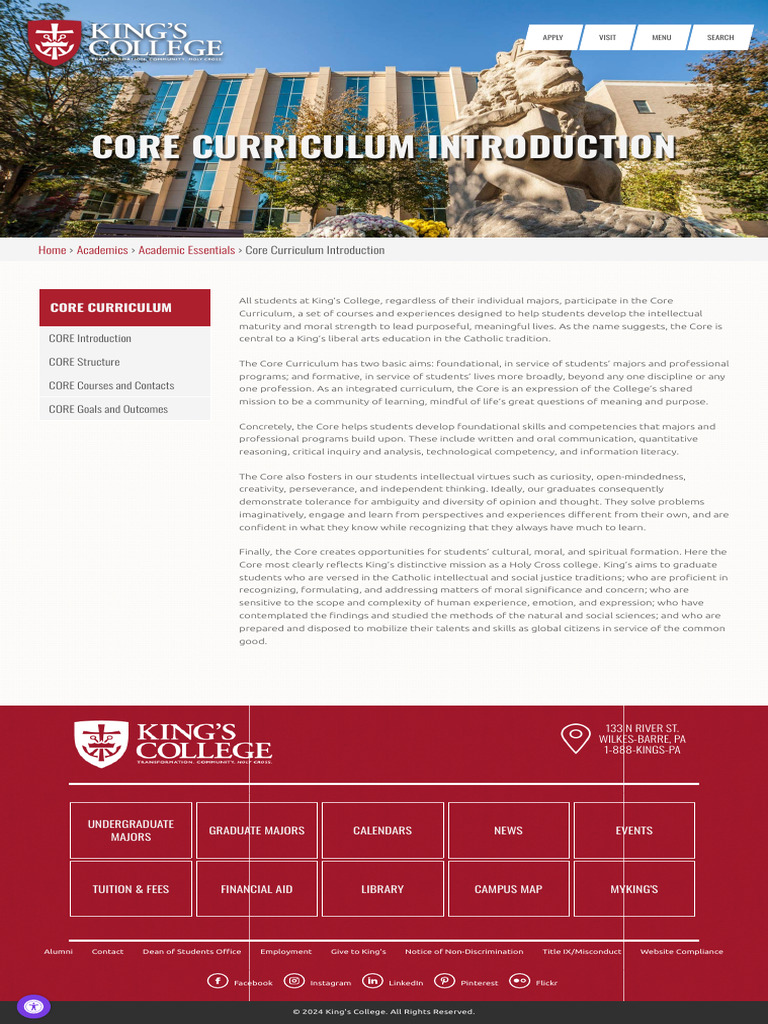 Core Curriculum Introduction King's College | PDF | Curriculum | Cognition