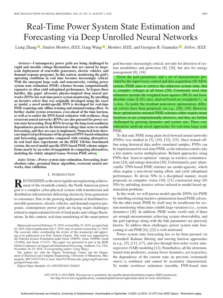 2019 Real Time Power System State Estimation And Forecasting Via Deep Unrolled Neural Networks
