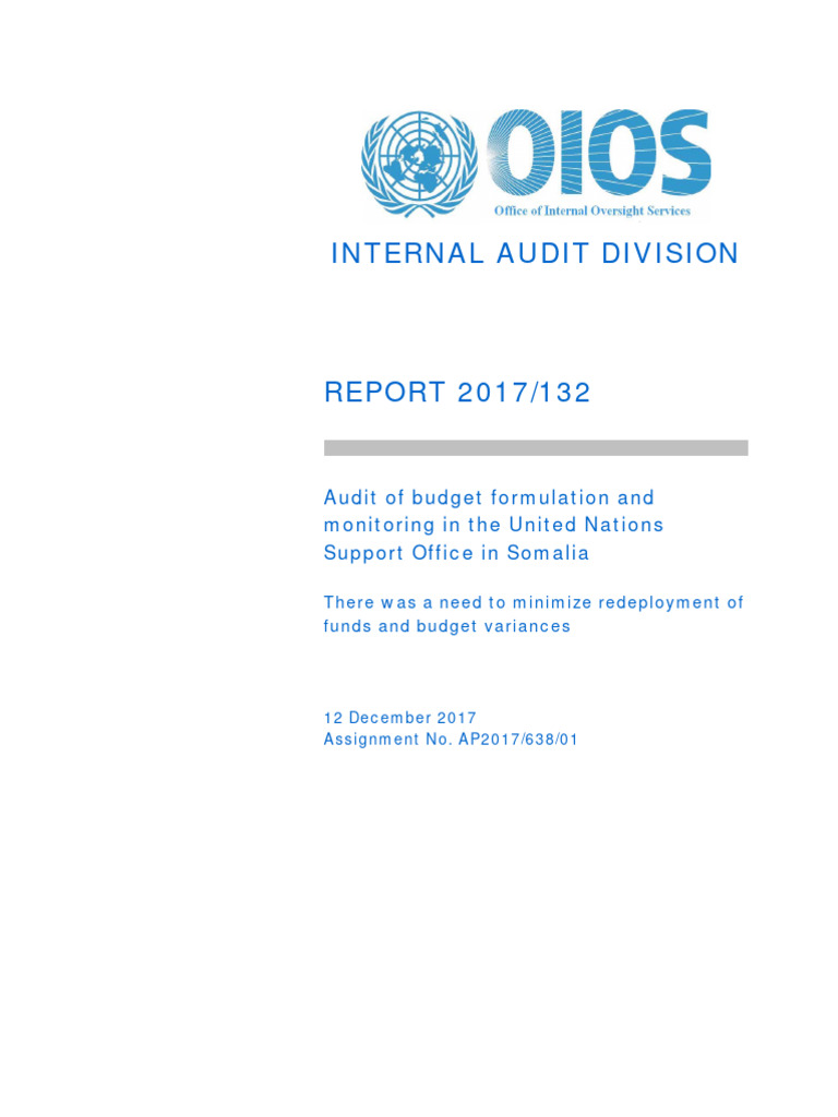Oios Audit of Budget Formulation and Monitoring in Unsos (2017) | PDF ...