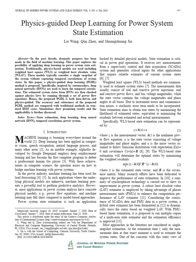 2020 Physics Guided Deep Learning For Power System State Estimation