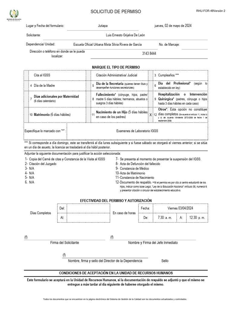 Permisos Personales | PDF