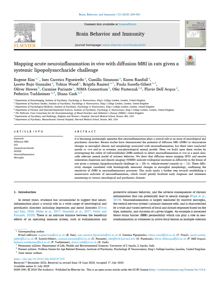 Neuroinflammation Mapping via Diffusion MRI | PDF | Microglia ...