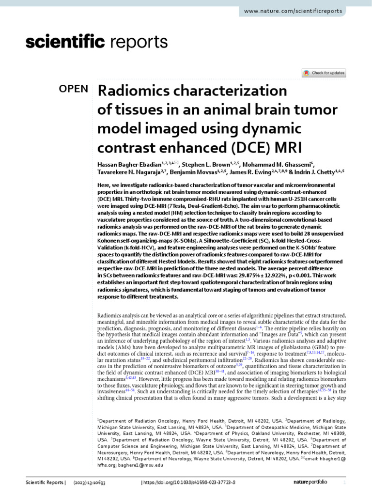 Radiomics Characterization of Tissues in An Animal Brain Tumor Model ...