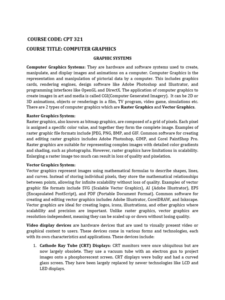 Computer Graphics Pdf Computer Graphics 3 D Computer Graphics 