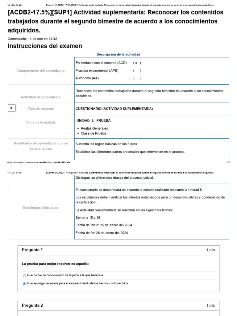 b2 Suple Examen - (ACDB2-17.5%) (SUP1) Actividad Suplementaria - Reconocer Los Contenidos ...