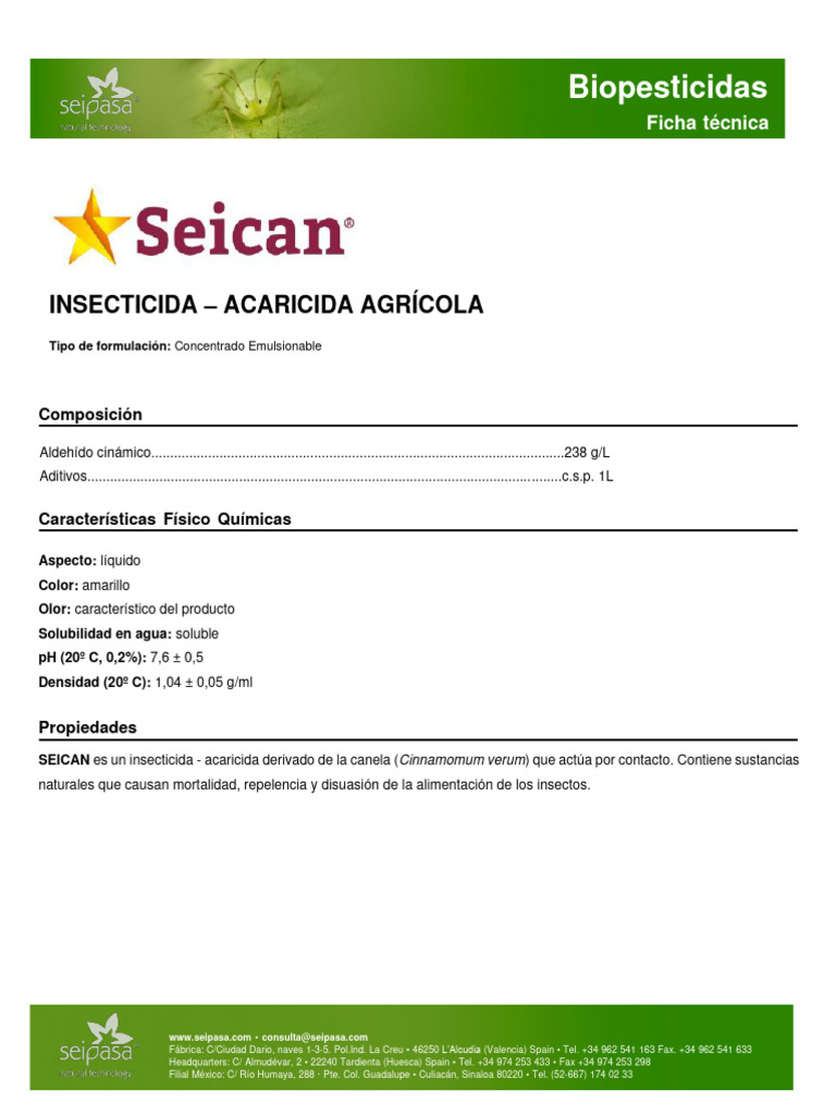 Guía de Uso de SEICAN Biopesticida | PDF | Negocios | Salud y bienestar