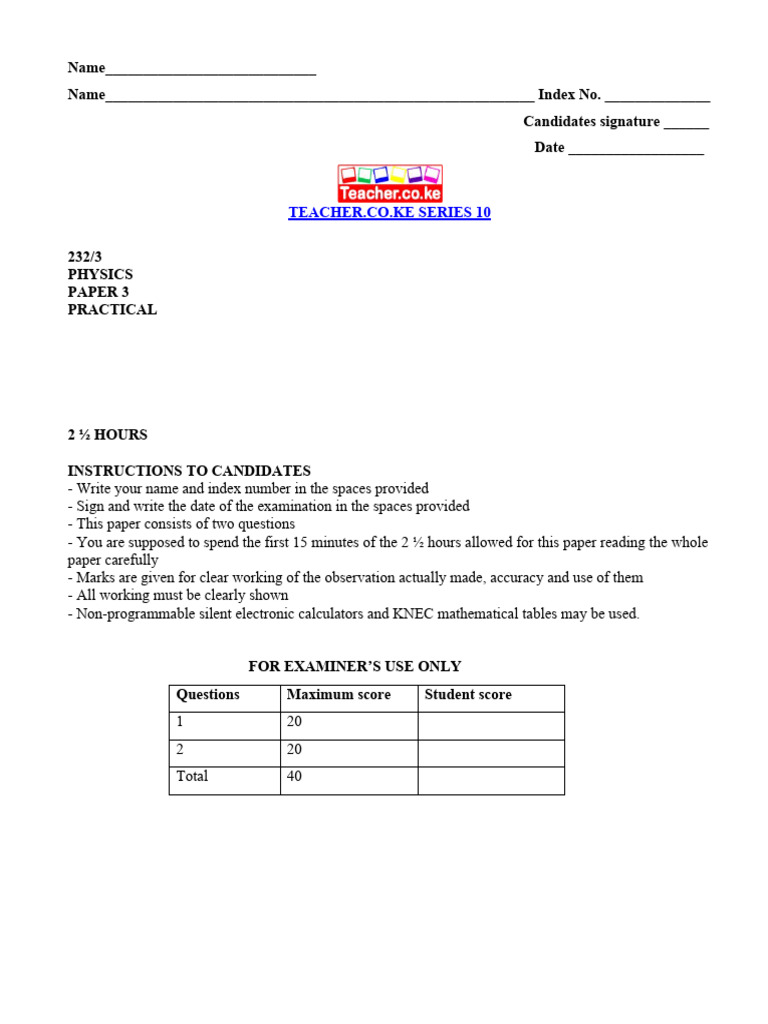 Physics Paper 3 Practical Exam Guide | PDF | Technology & Engineering