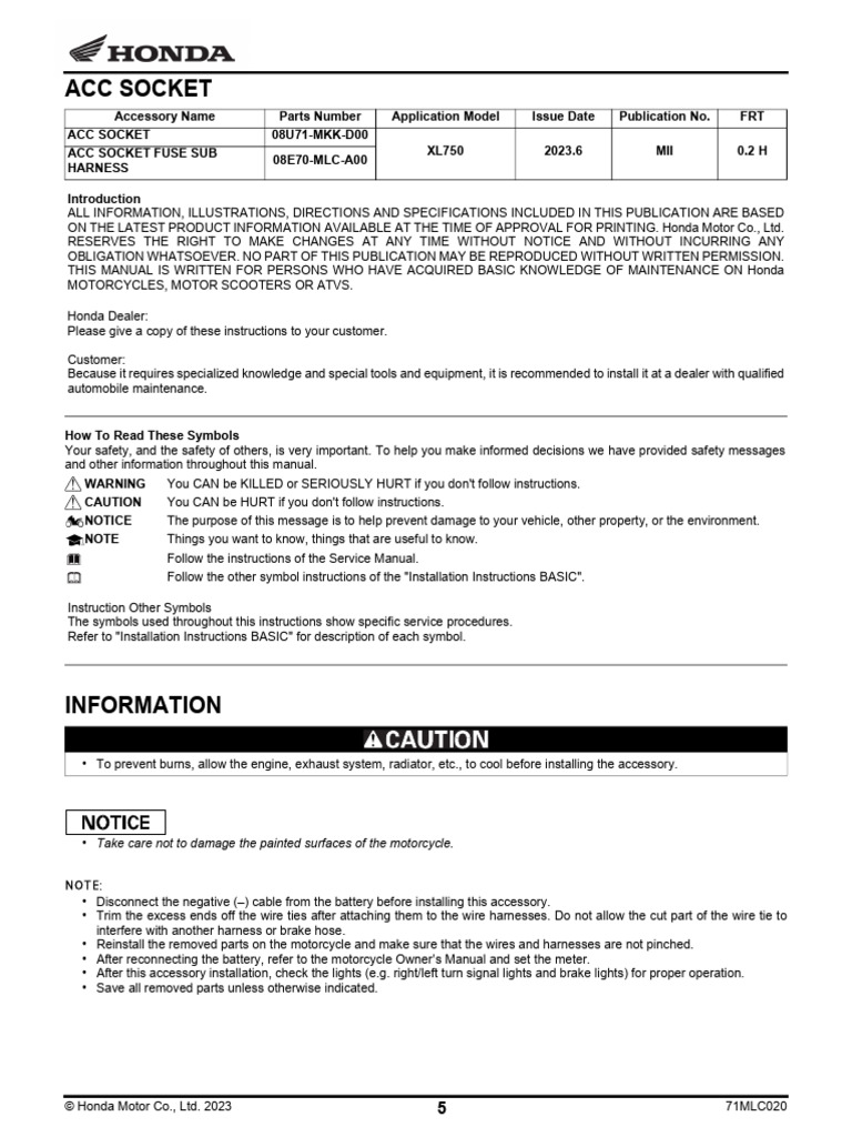 Honda ACC Socket Install Guide | PDF | Automotive Industry ...