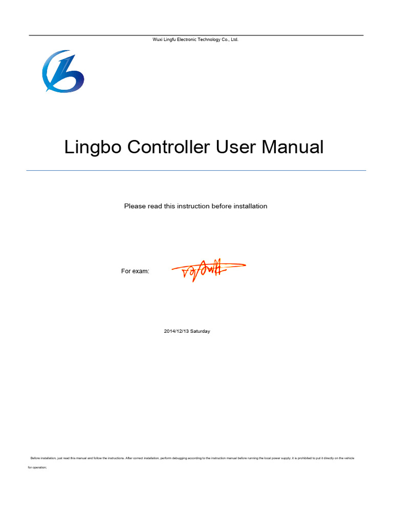 Lingbo Controller User Manual | PDF | Electric Motor | Voltage