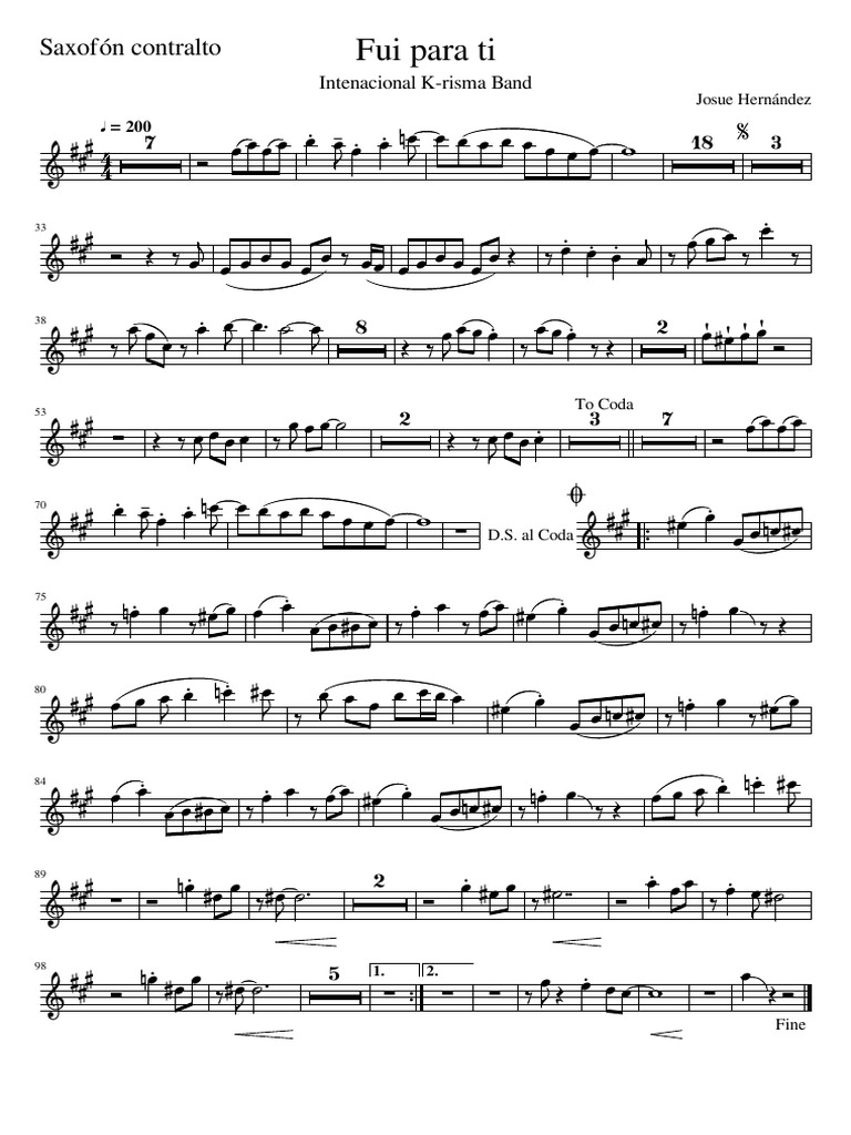 Fui para Ti-Saxofón Contralto | PDF