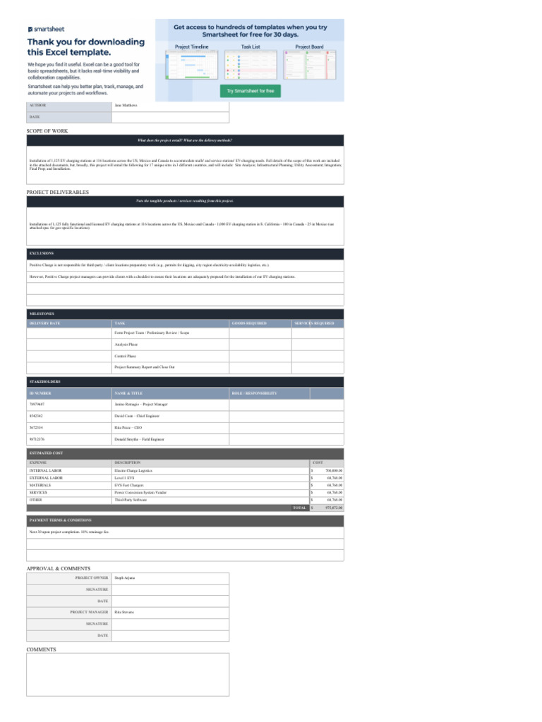 IC Simple Scope of Work Template With Sample Data 11504 | PDF ...
